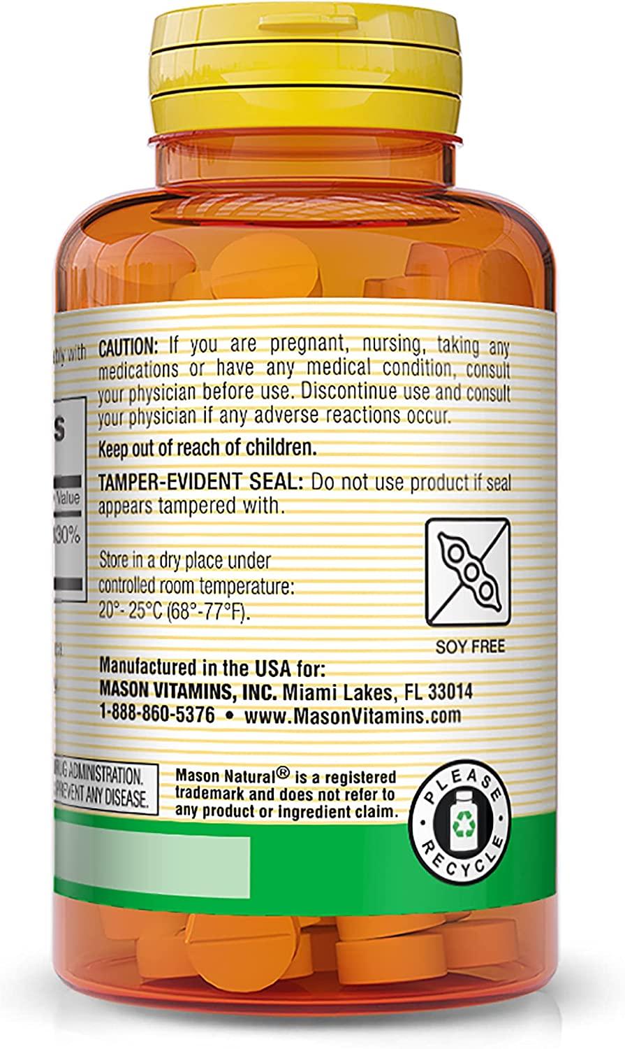 Mason Natural Vitamin B-1 Thiamine 250mg Tablets - 100 Count Bottle ...