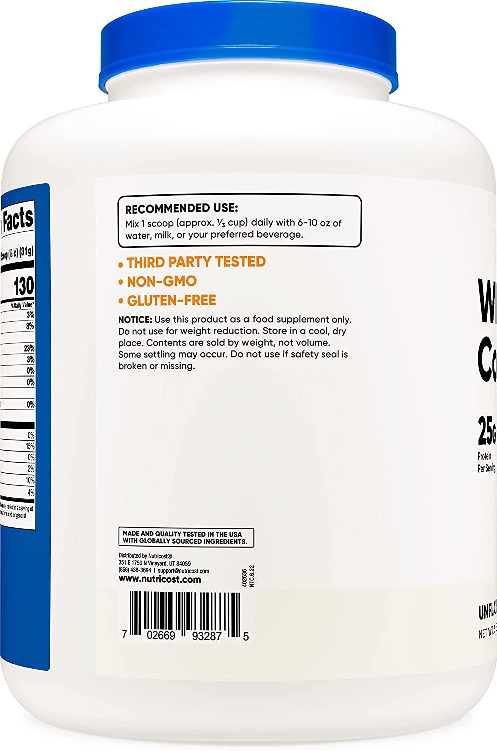 Nutricost Whey Protein Concentrate 5LB Unflavored - 100% Pure Whey Protein Powder | Buy Now with ...