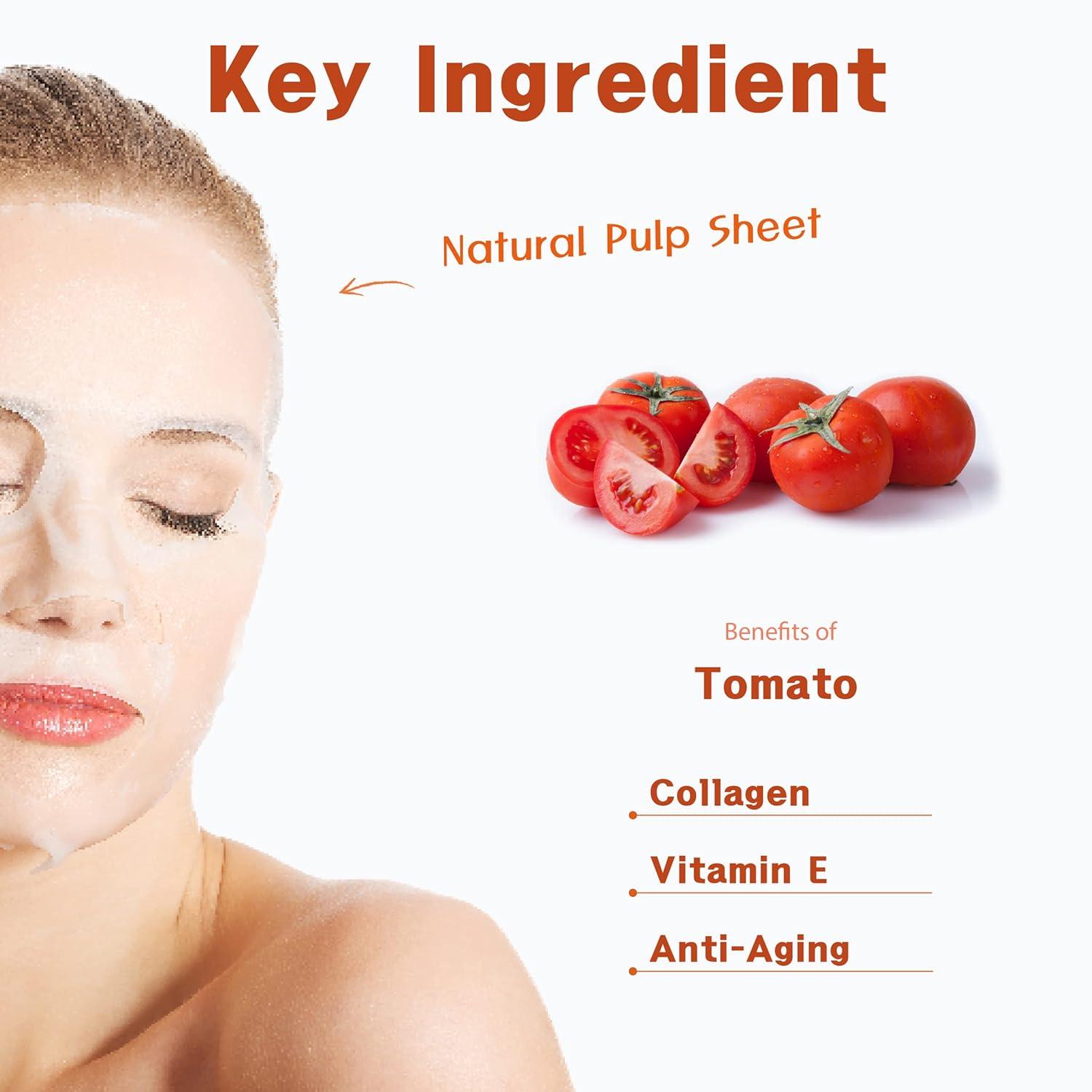 Purederm Tomato Collagen Mask (12 Pack) - Korean Beauty Essence Mask ...