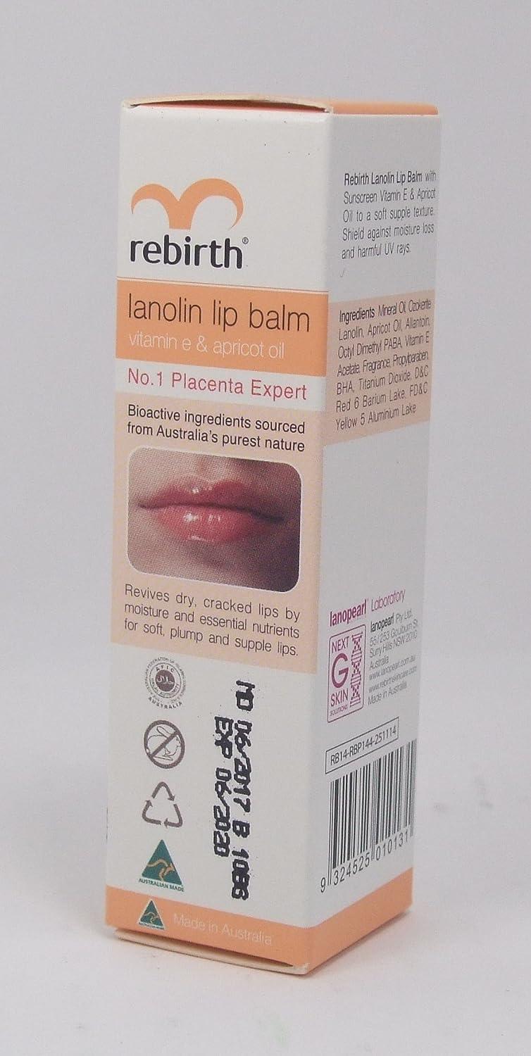 Rebirth Lanolin Lip Balm with Vitamin E, Apricot Oil & Sunscreen ...