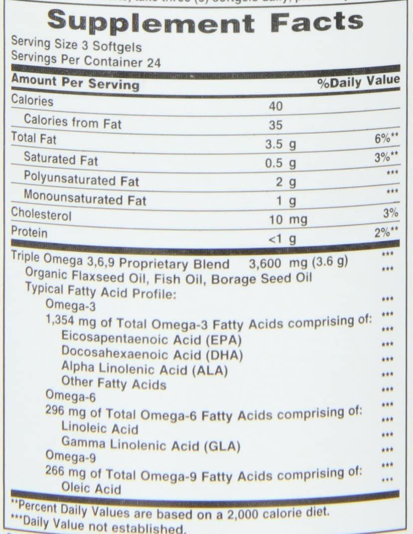 Nature's Bounty Fish Flax Borage 1200 mg 72 Rapid Release Softgels