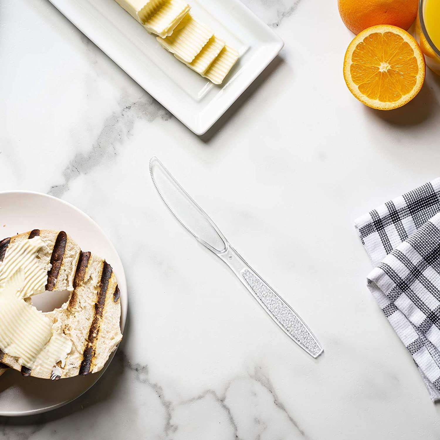 300 Pack Heavyweight Disposable Clear Plastic Knives by Comfy Package ...