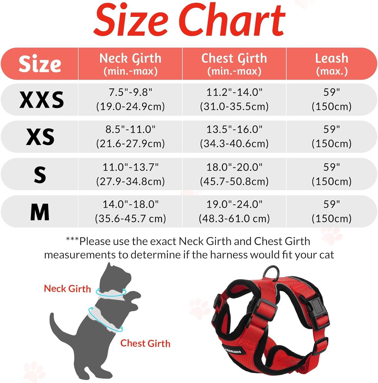 Rabbitgoo Cat Dishes & Soft Red Harness Set | Escape-Proof Cat Harness ...