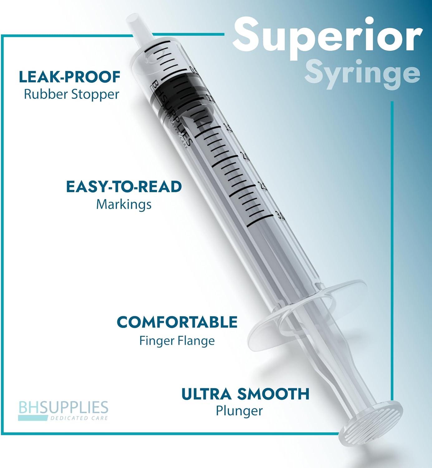 100 Pack of BH Supplies 3ml Luer Slip Tip Syringes - Sterile Individually Wrapped - 3 mL ...