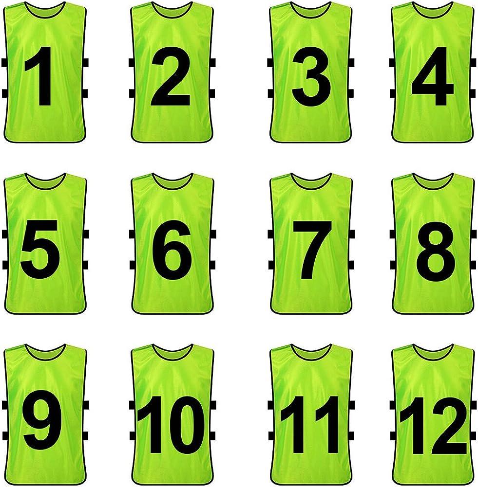 TOPTIE Numbered Training Vests Set (#13-24) - Pack of 12 Soccer Pinnies ...