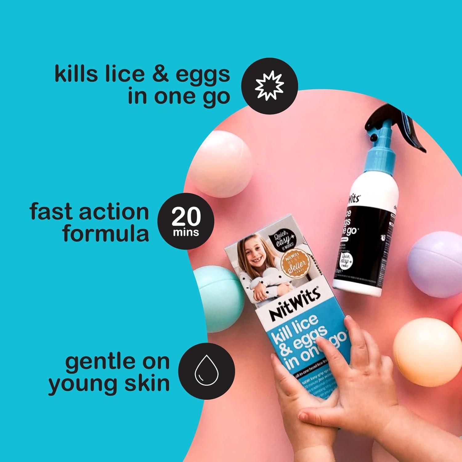 NitWits All-in-One Head Lice Treatment Spray - Kills Nits & Eggs ...