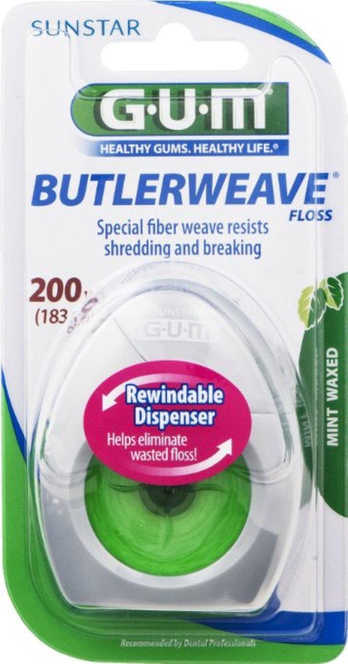 GUM ButlerWeave Waxed Dental Floss 200 Yards Mint Dispenser, Pack of 6 ...