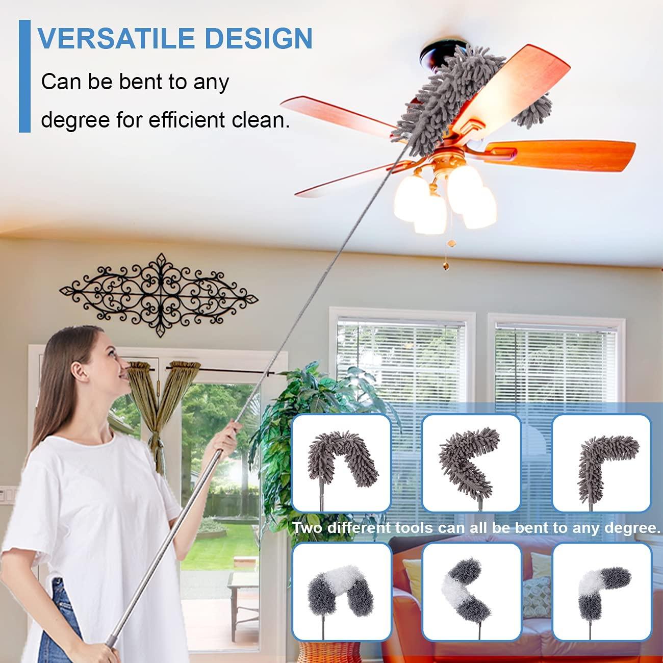 6 Piece Microfiber Duster Kit with Extendable Handle for High Ceilings ...