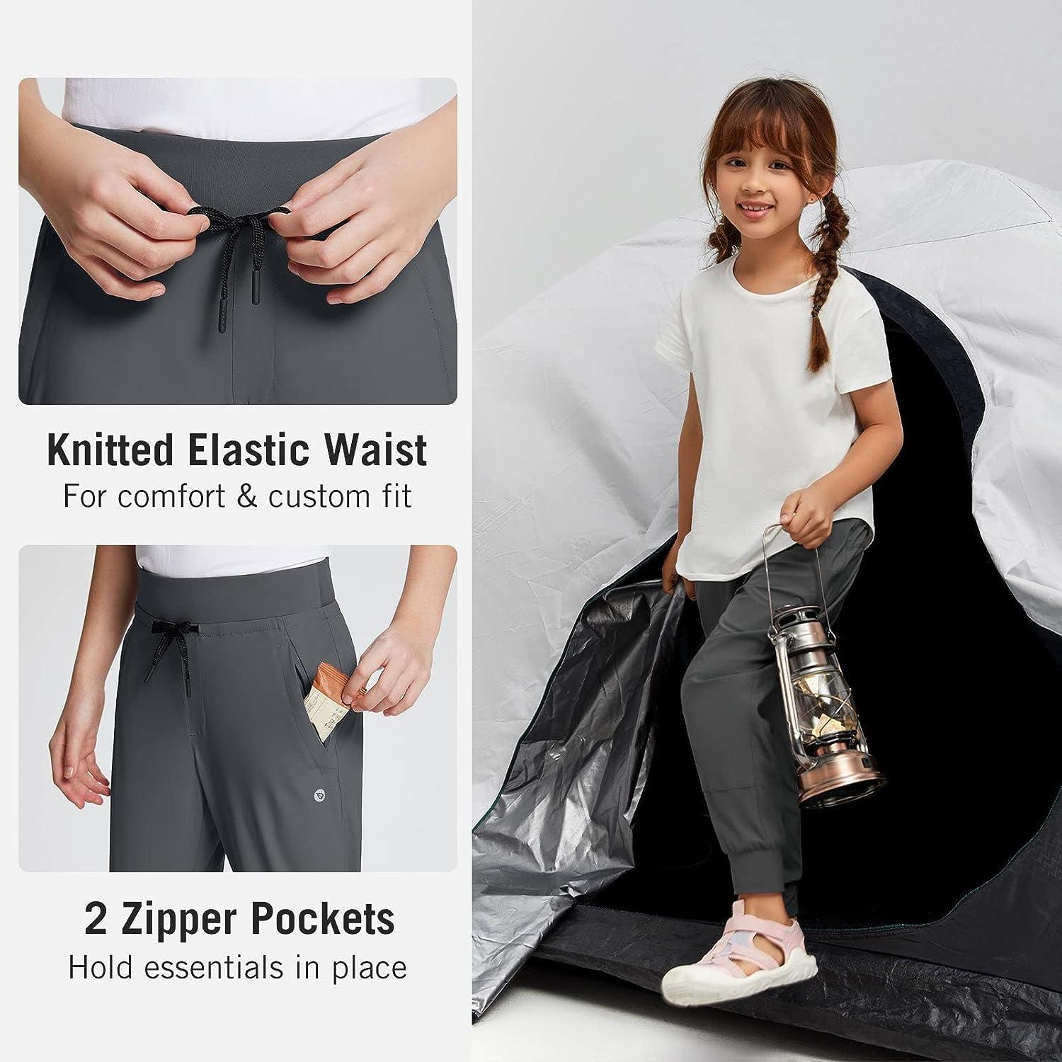 BALEAF Kids Hiking Pants | Quick Dry Girls Track Jogger with Zipper ...
