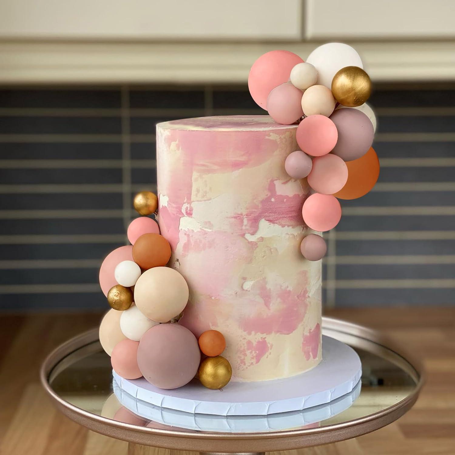 56 PCS Ball Cake Picks Colorful Ball Shaped Cake Topper Pearl Balls ...