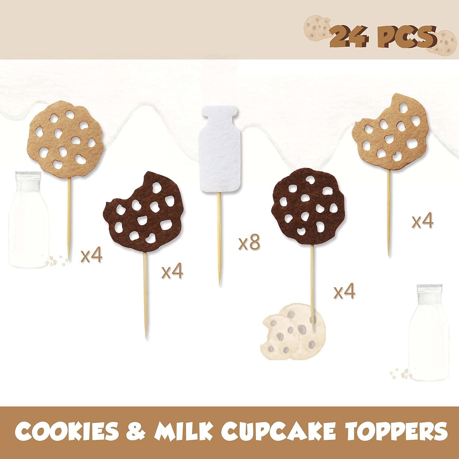 Cookies Milk Birthday Cupcake Toppers Cookie and Monster Happy Birthday ...