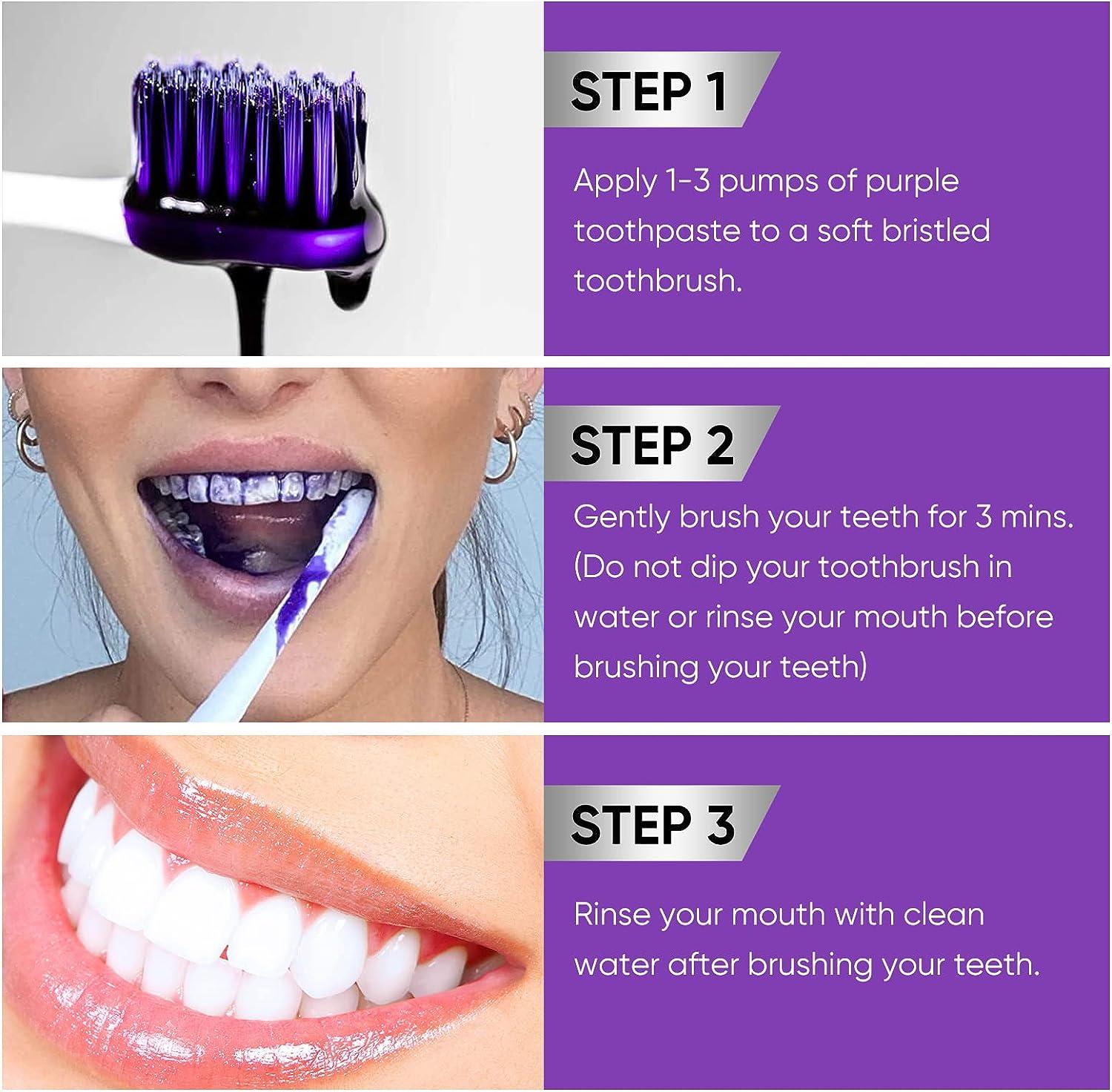 Purple Teeth Whitening Toothpaste - 30ml for Stain Removal and ...