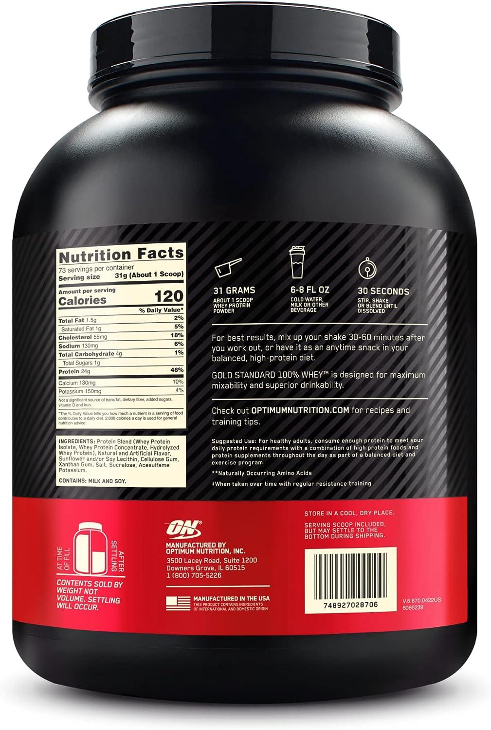 Optimum Nutrition Gold Standard 100% Whey Protein Powder Vanilla Ice ...