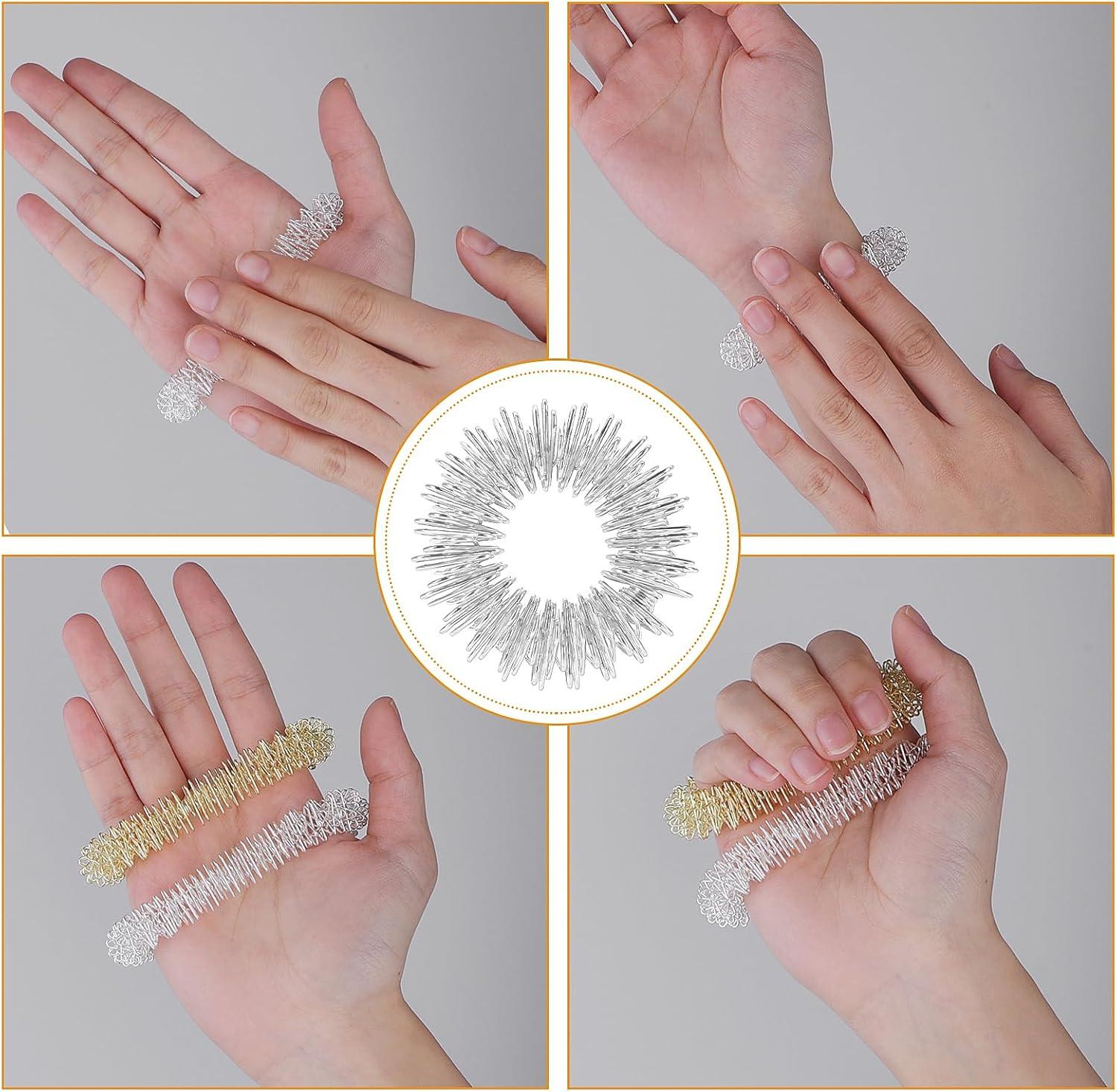 10-Piece Acupressure Ring Set - Stress Relief Finger & Wrist Massage ...