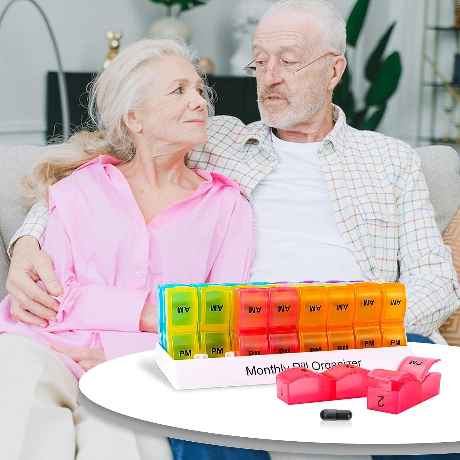 Monthly Pill Organizer 2 Times a Day | AM PM 31 Day Pill Box with Small ...