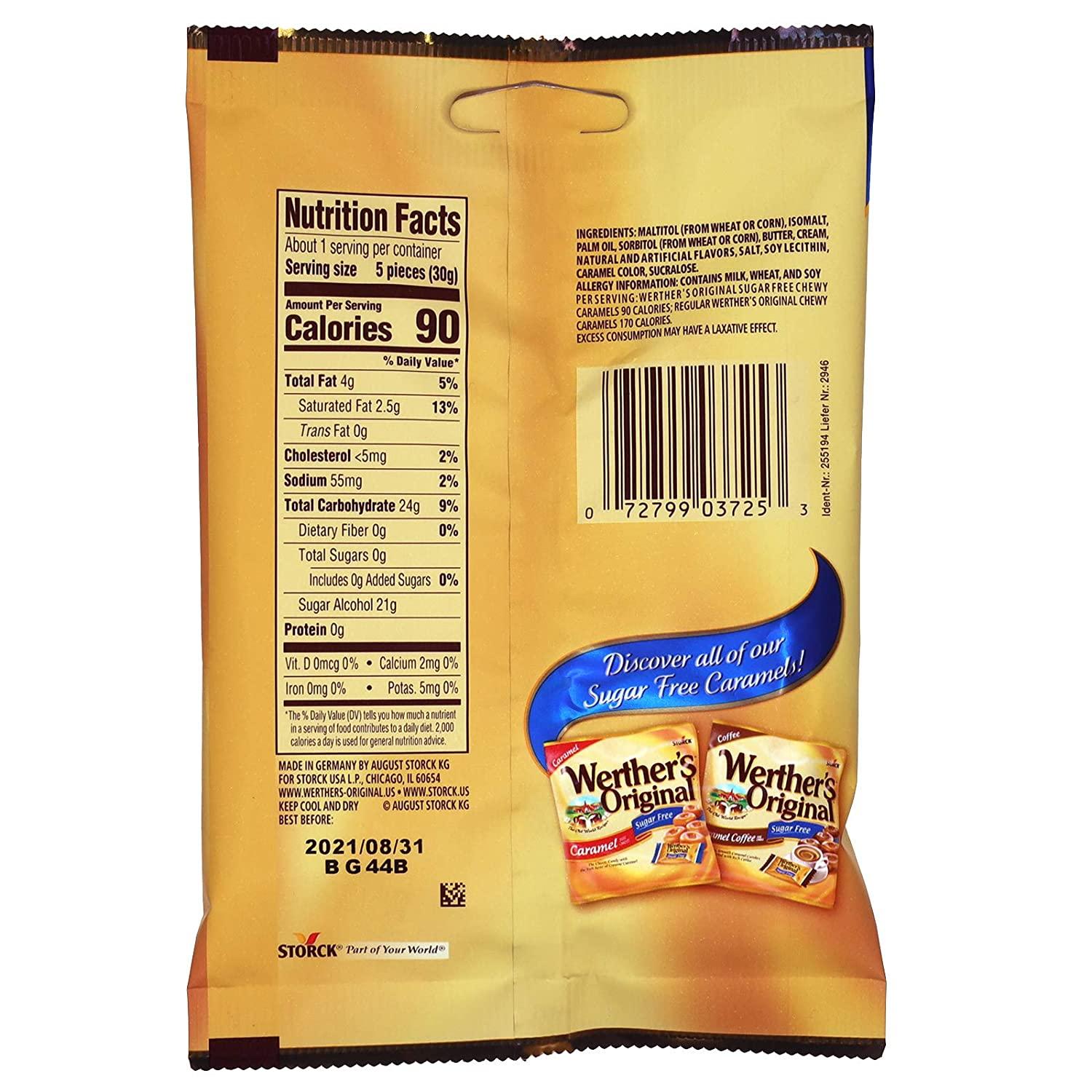 Werthers Original Sugar Free Chewy Caramel Candy| 1.46 Ounce Bags ...