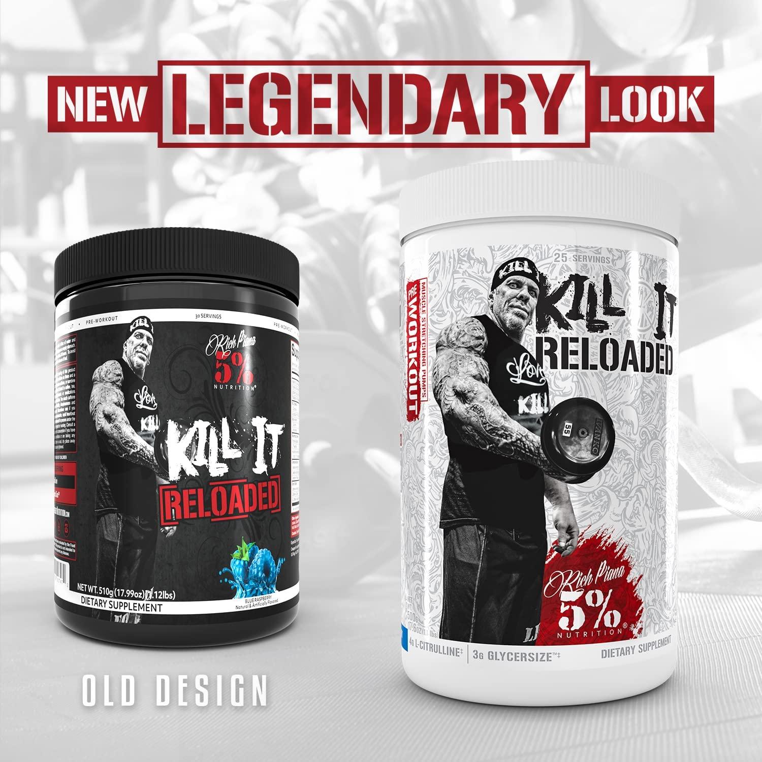 Rich Piana 5% Nutrition Kill It Reloaded Pre-Workout Beach Blast - Ultra Energy Focus Pumps ...
