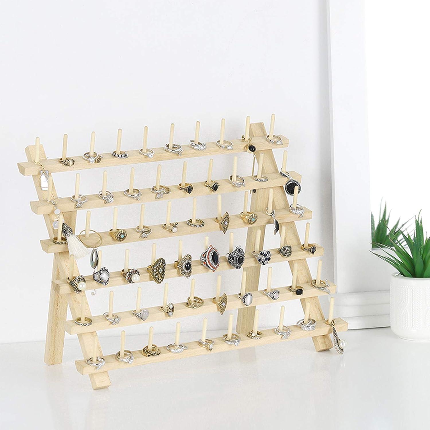 Haitral 60-Spool Wooden Thread Rack Organizer for Sewing, Quilting ...