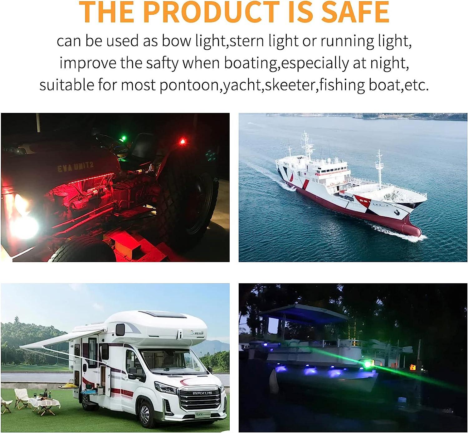ManuMarine LED Boat Navigation Lights - Stainless Steel Side Lights for ...