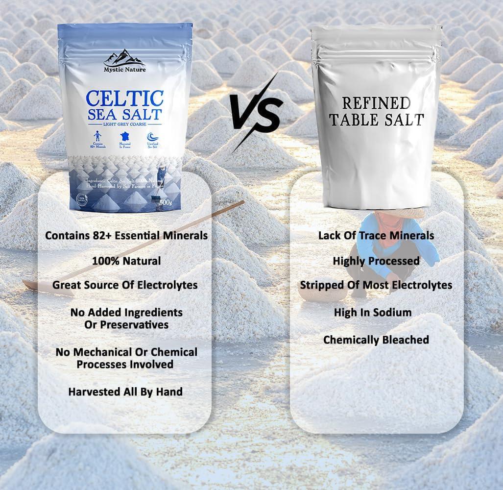 Mystic Nature Celtic Sea Salt - 500g | 100% Organic | Natural Unrefined ...