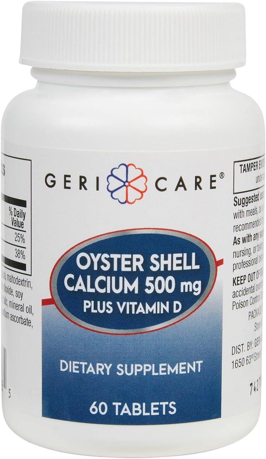 Gericare Oyster Shell Calcium 500mg + Vitamin D 60 Count - Pack of 1 ...