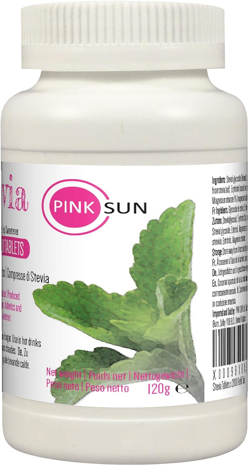 PINK SUN Stevia Tablets x 2000 Refill Tabs - Vegan, Gluten Free, Zero ...