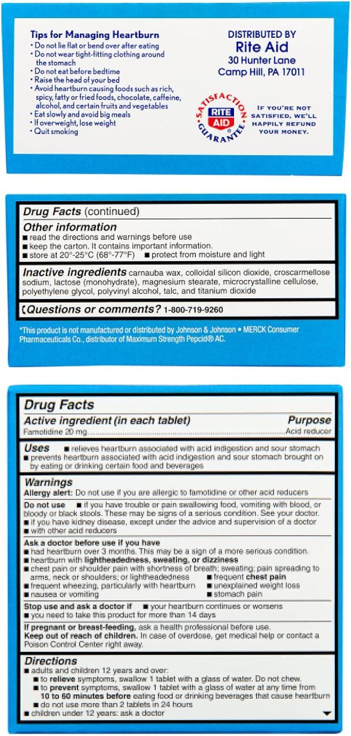 Rite Aid Acid Reducer Maximum Strength Famotidine Tablets 20mg - 170 ...