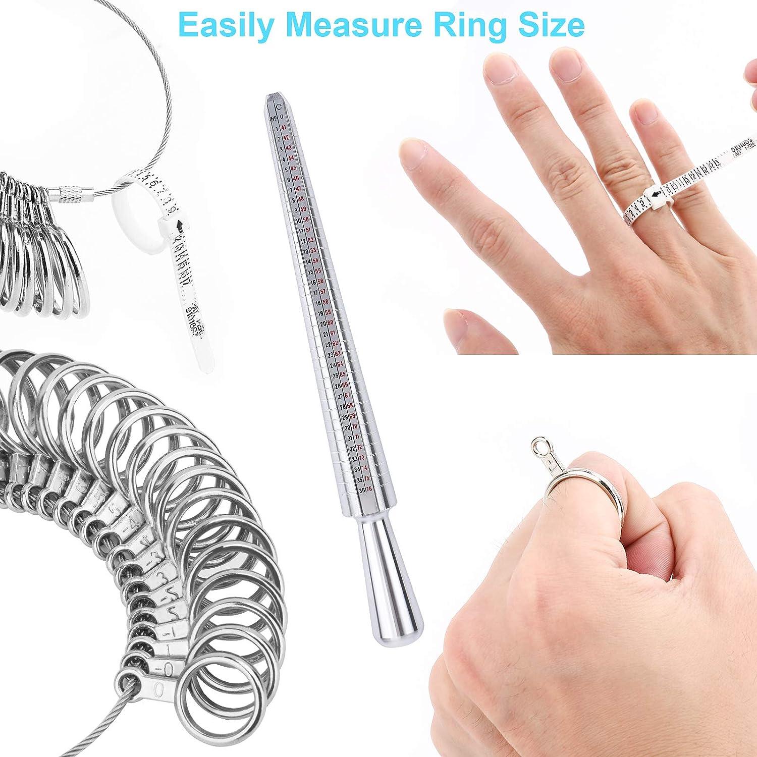 UUBAAR Ring Sizer Kit - 27 Pc Aluminum Ring Mandrel & Finger Gauge Set ...