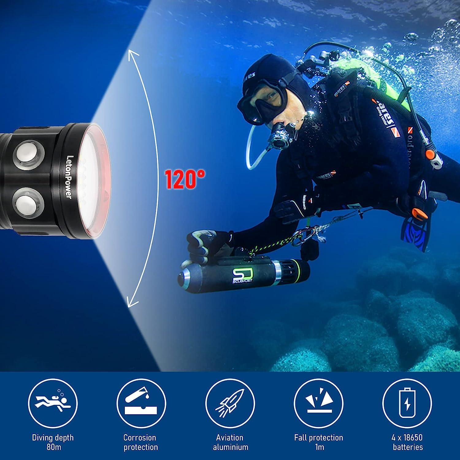 LetonPower 20000Lumen Diving Flashlight | 27 LED Scuba Dive Light ...