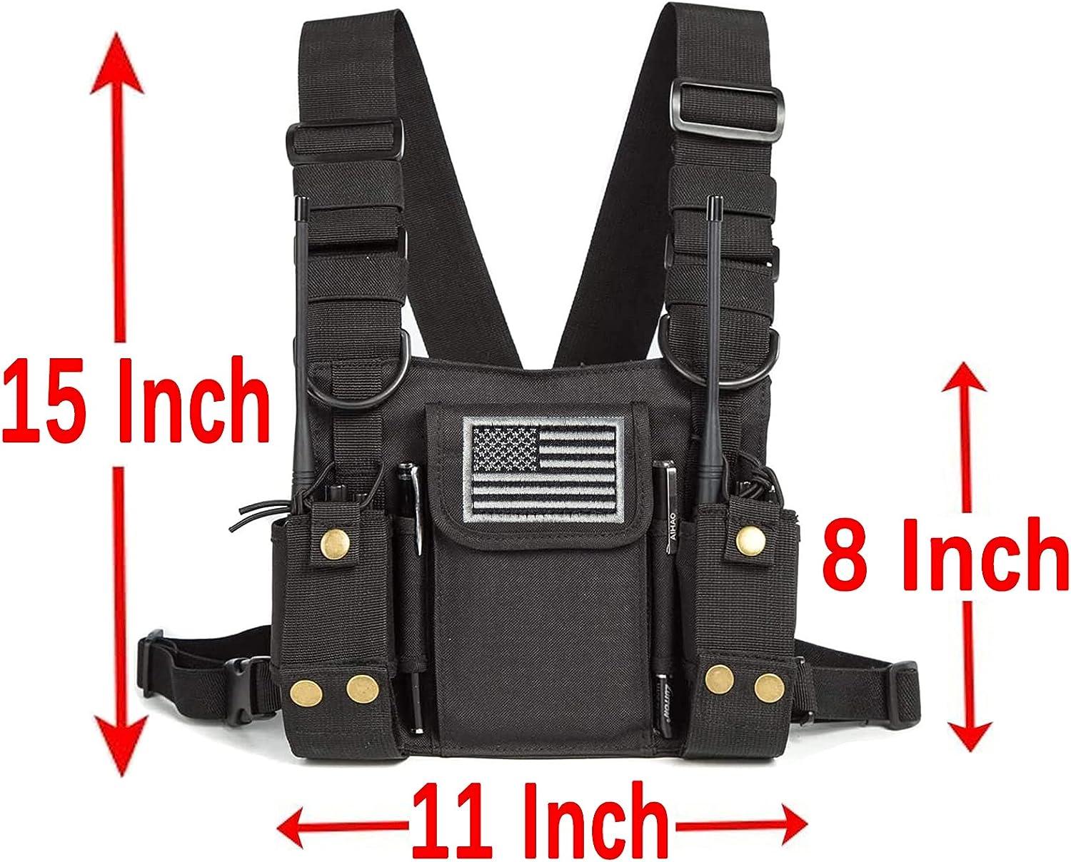 Radio Shoulder Holster Chest Harness for Two Way Radio - Black ...