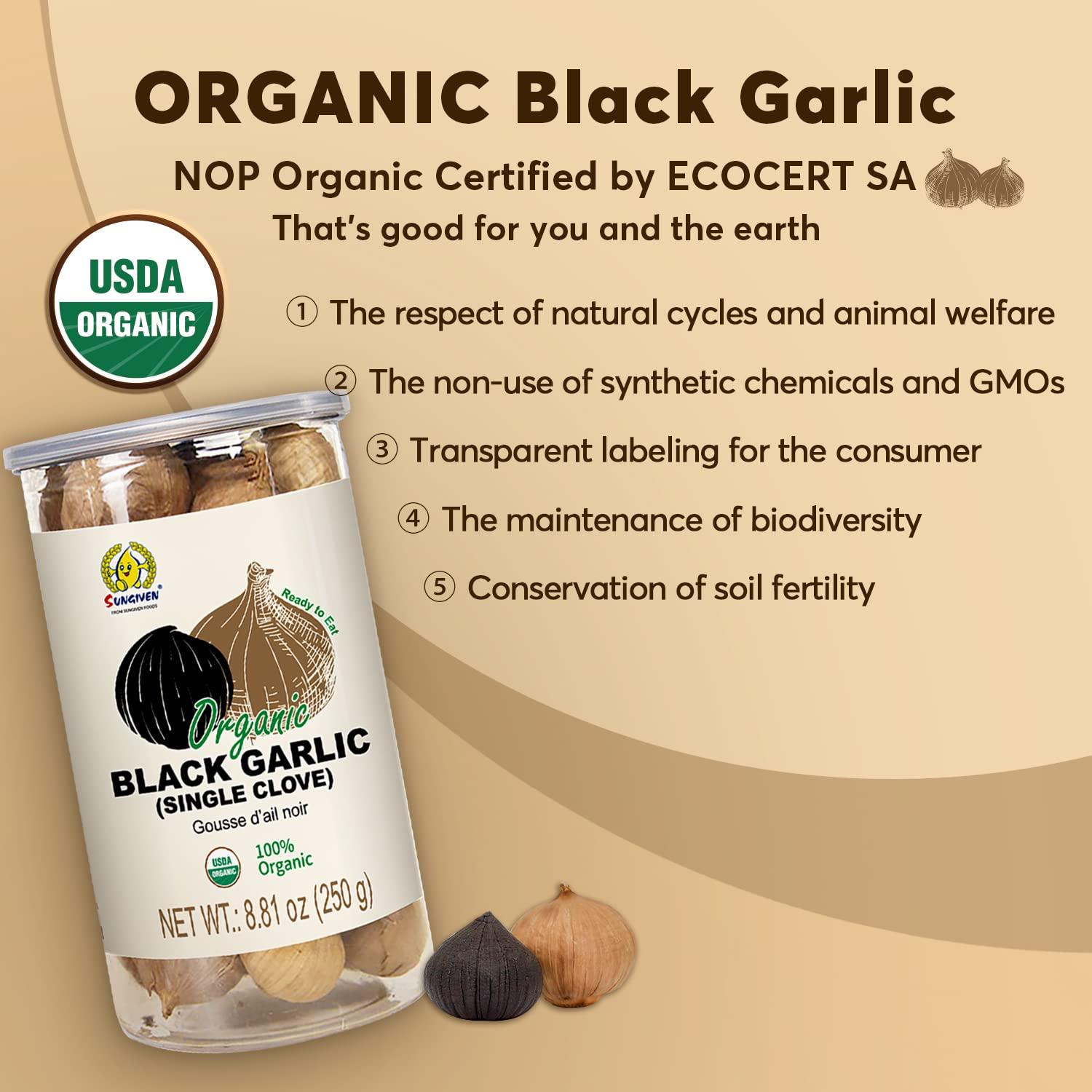 SUNGIVEN Organic Black Garlic Single Clove - 100% USDA Organic, High ...
