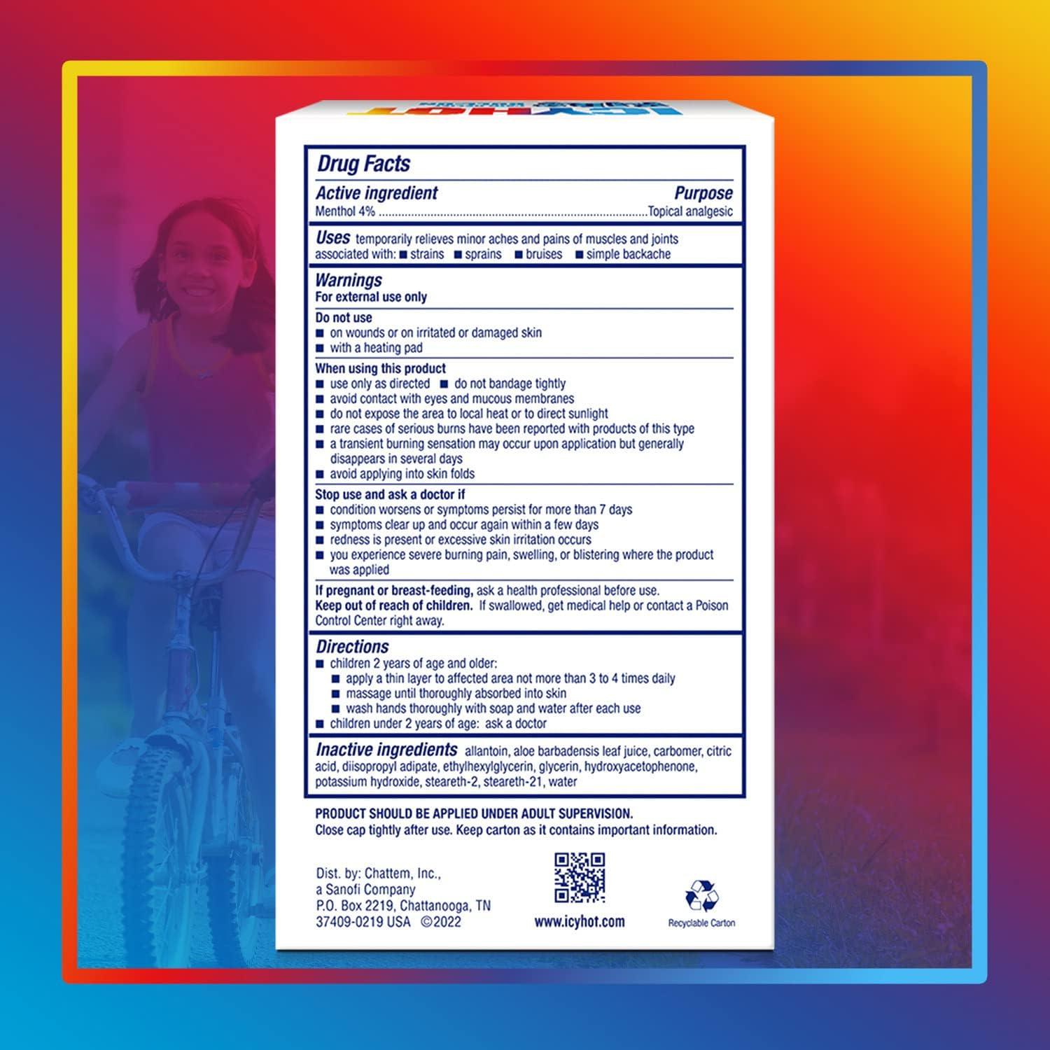 Icy Hot Kids No-Mess Pain Relief Roll-On Liquid | 4% Naturally-Sourced ...