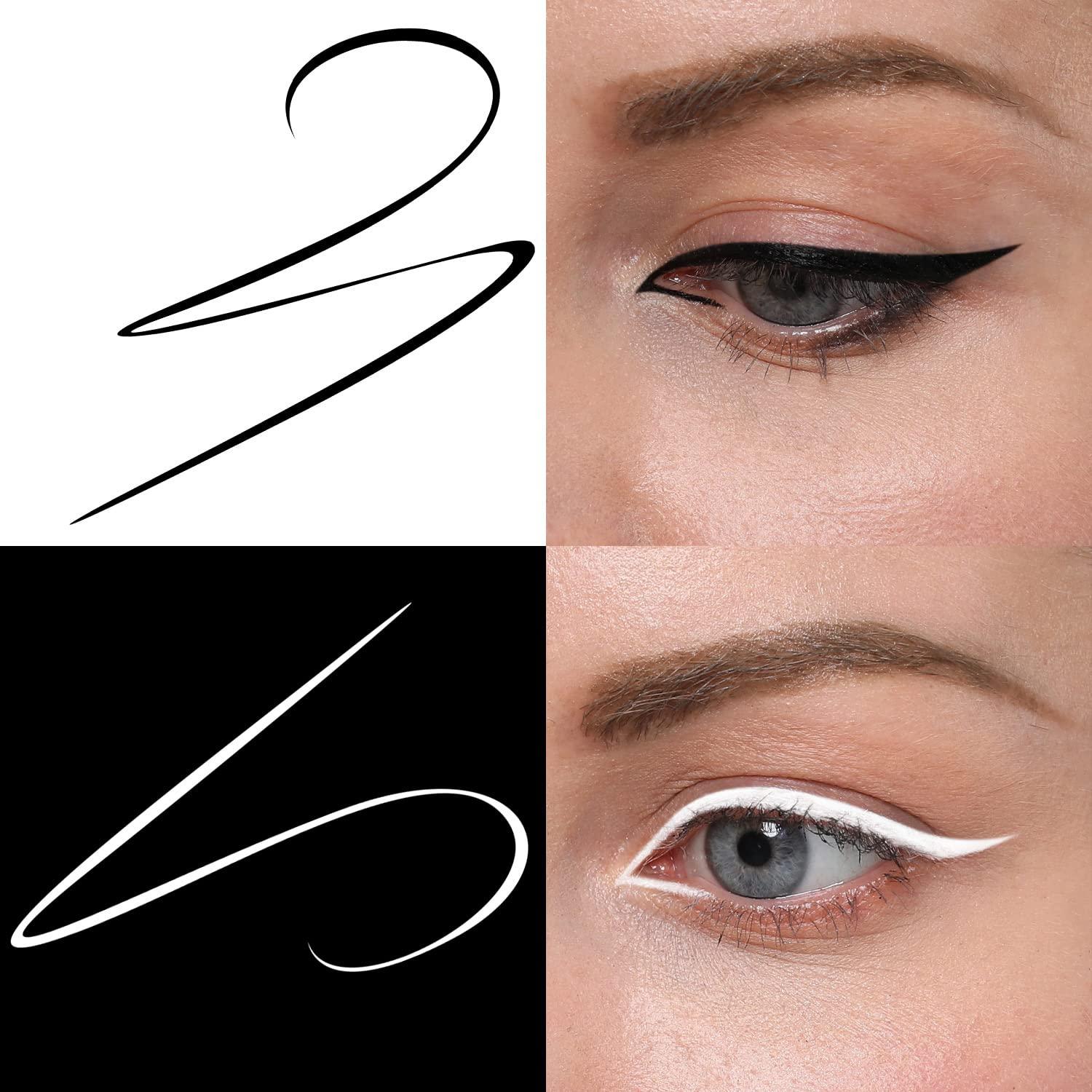 DUNUF Makeup 2 in 1 Waterproof Liquid Eyeliner - Pitch Black & White ...