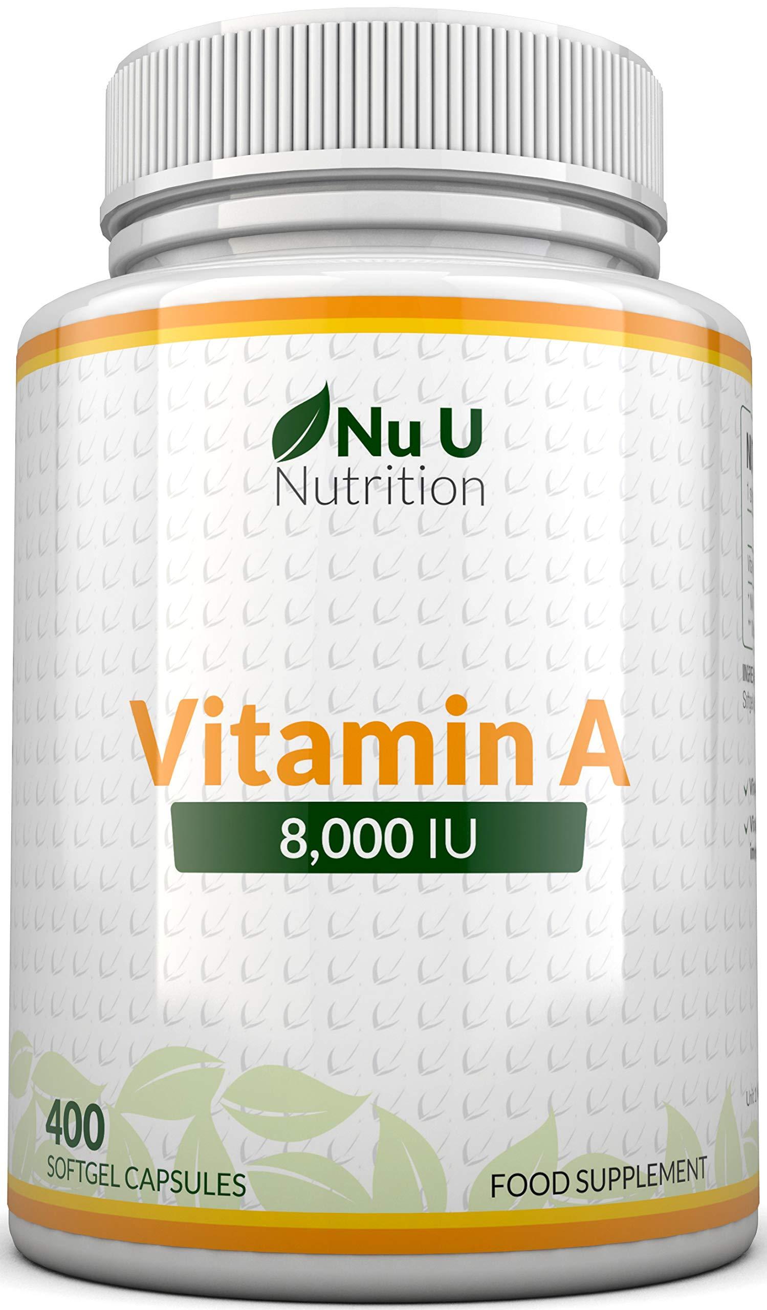 Vitamin A 8000 IU Softgels - 400 Count - High Strength Retinol Supplement for Skin & Vision - 13 ...