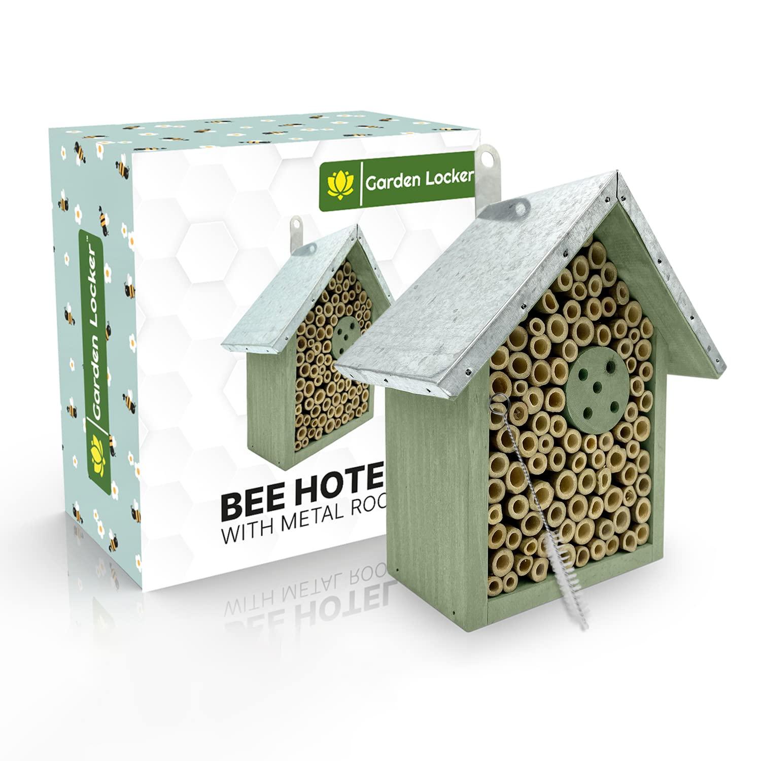 Garden Locker Wild Bee House Insect Home Bug Hotel in Green with Metal ...