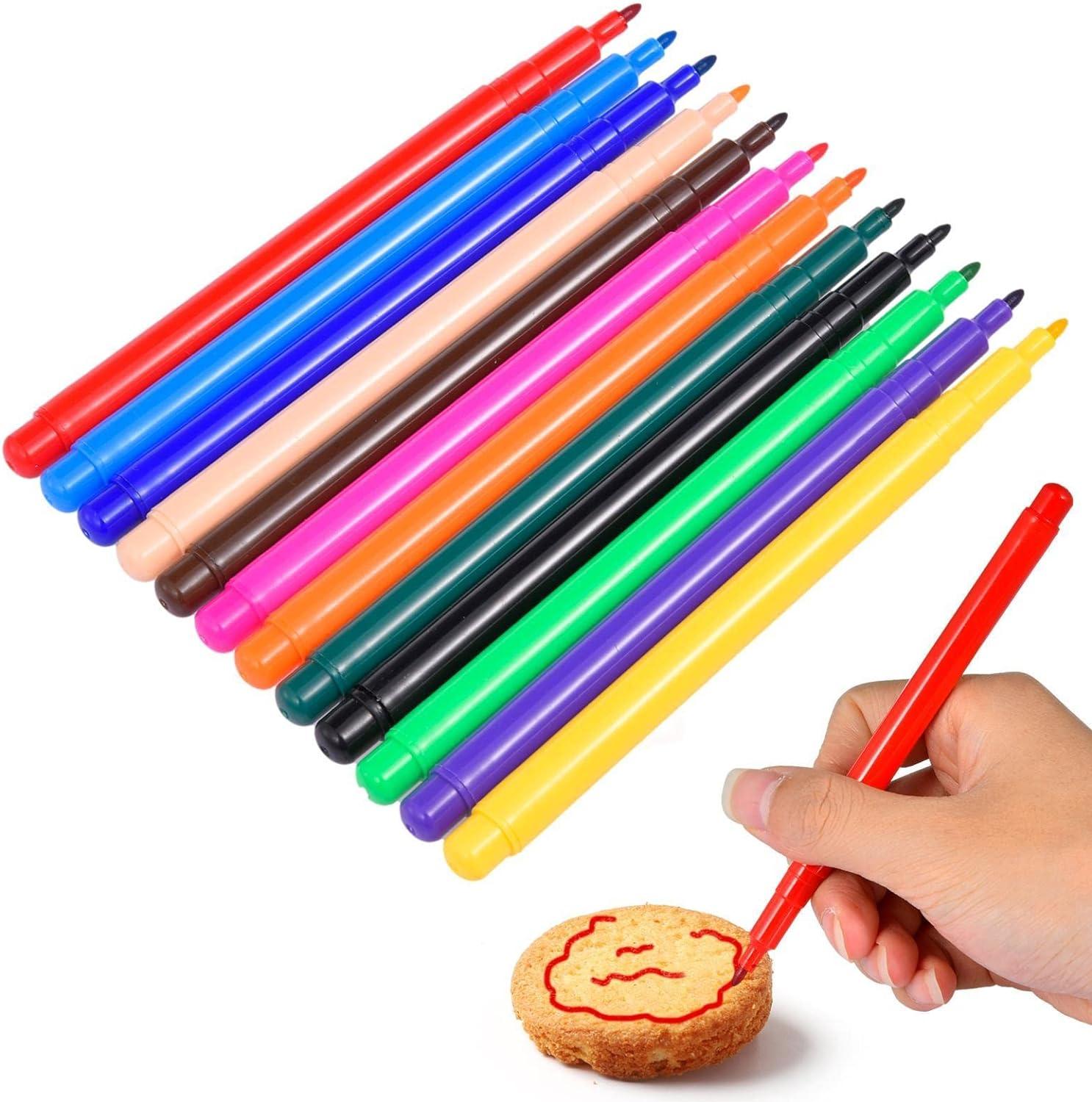 Edible Food Pens 12-Colors Edible Food Colouring Pens Single Tip Design ...