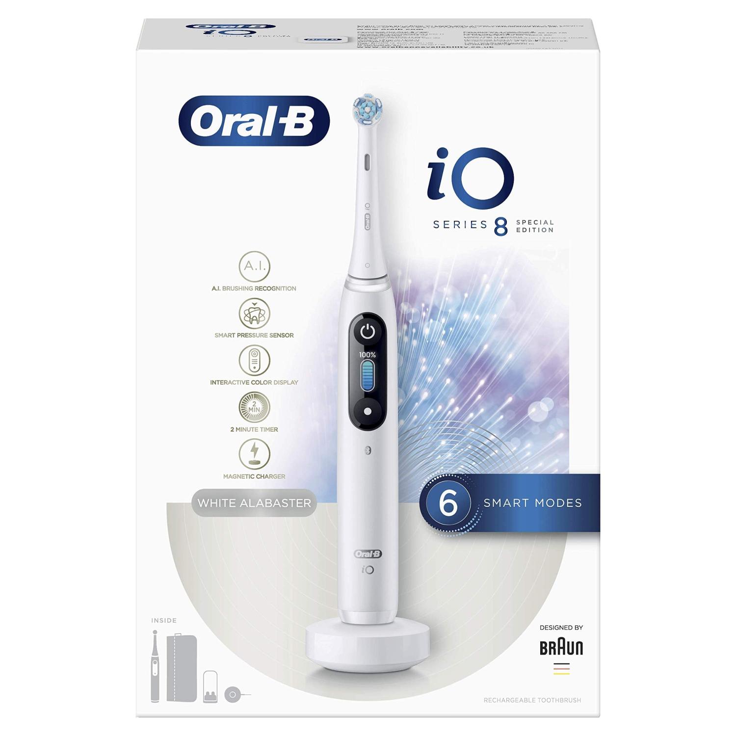 Oral-B iO 8 Electric Toothbrush - White with Color Display Magnetic ...