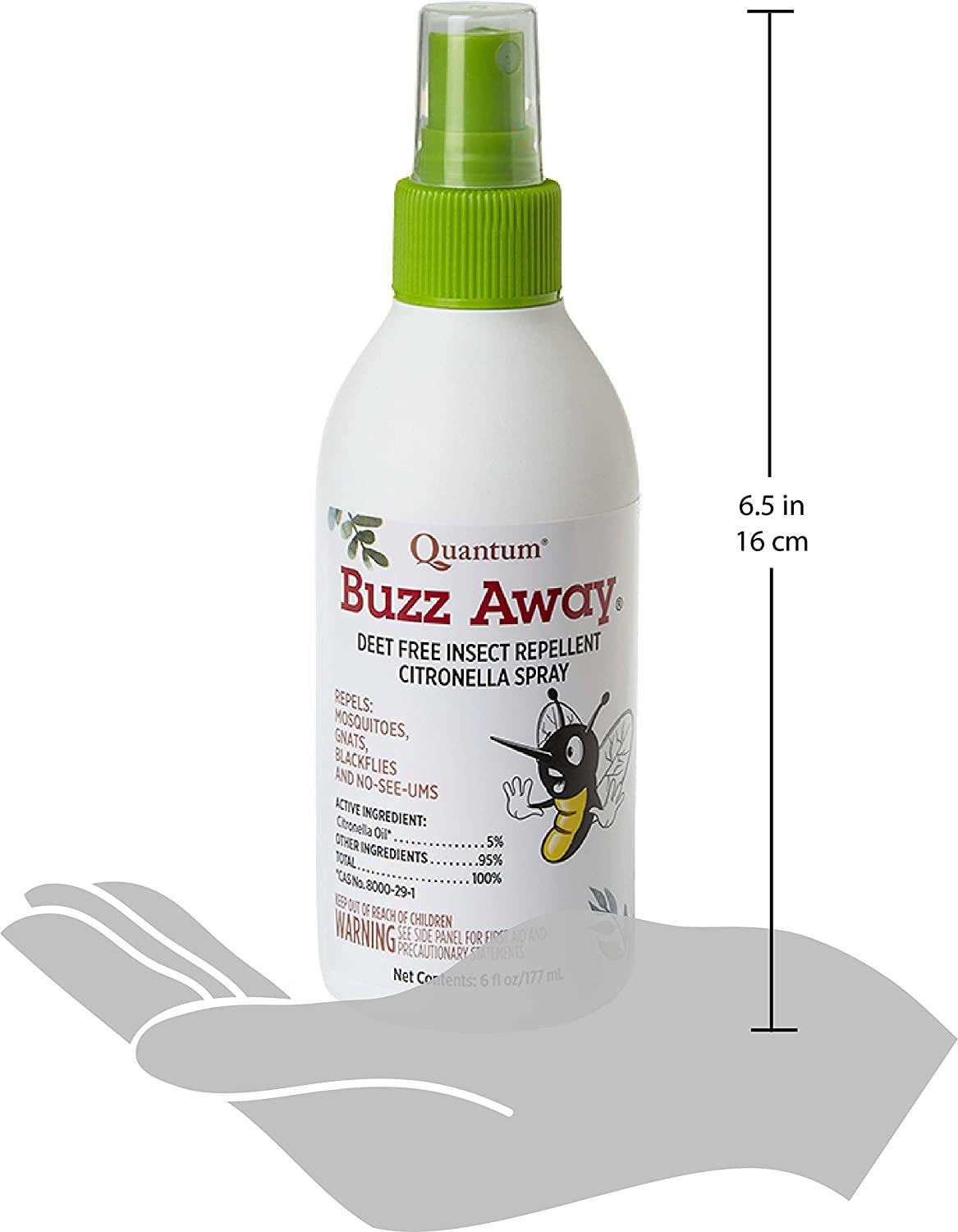 Quantum Buzz Away - Natural DEET-Free Insect Repellent with Citronella ...