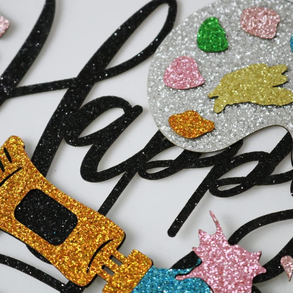 LVEUD Happy Birthday Cake Topper Painting Theme Artist Happy Birthday ...