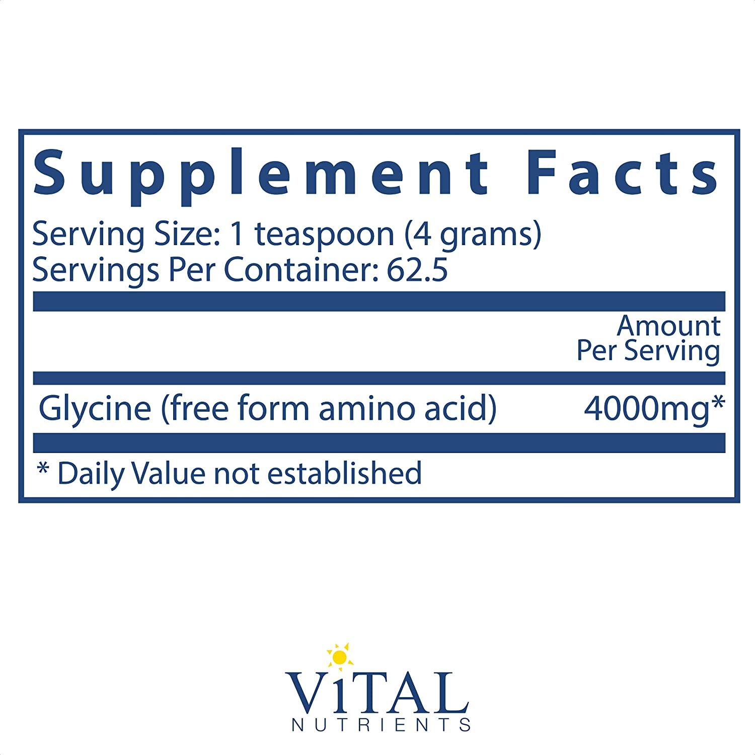 Vital Nutrients Glycine Powder 250g - Cognitive Support for Healthy ...