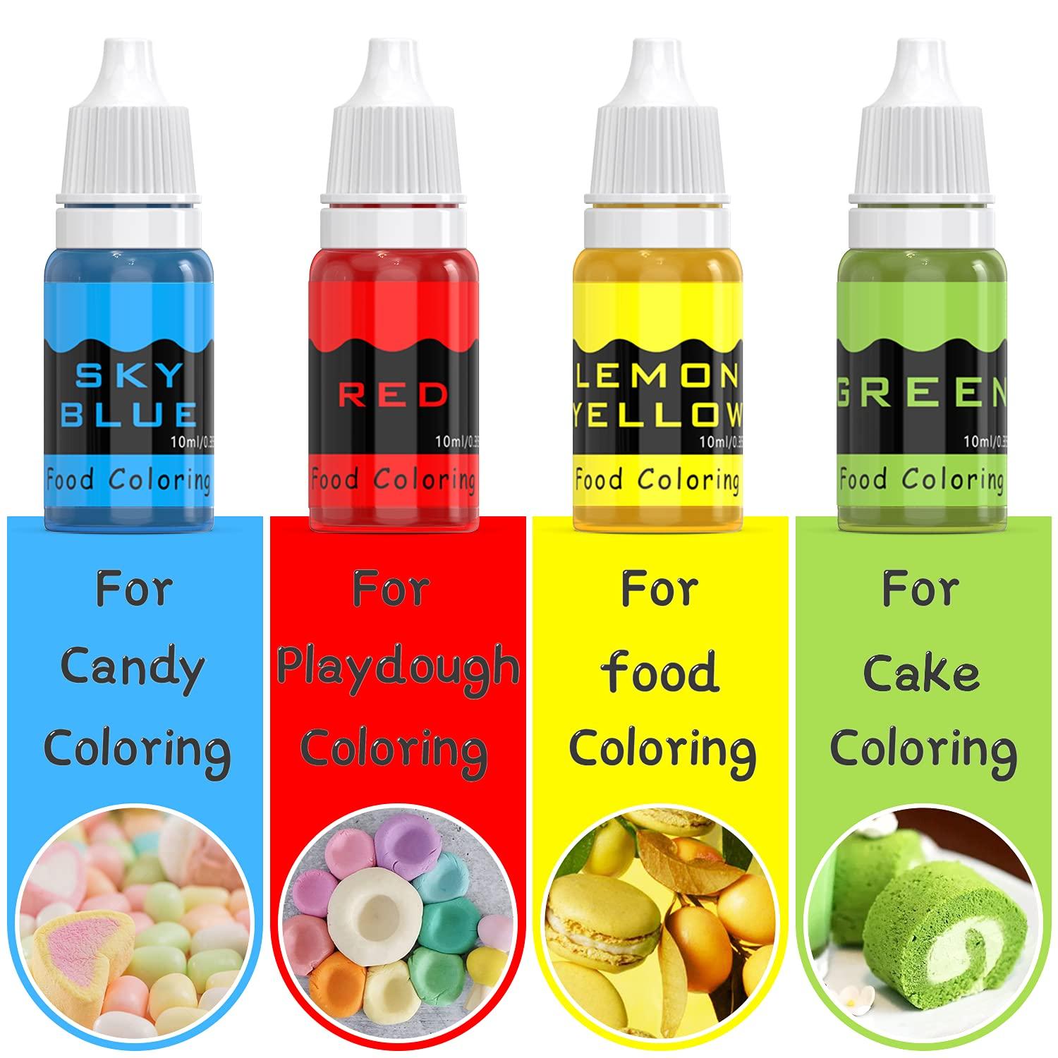 Vibrant Rainbow Food Color Set - 10ml x 10 Concentrated Liquid Dyes for ...