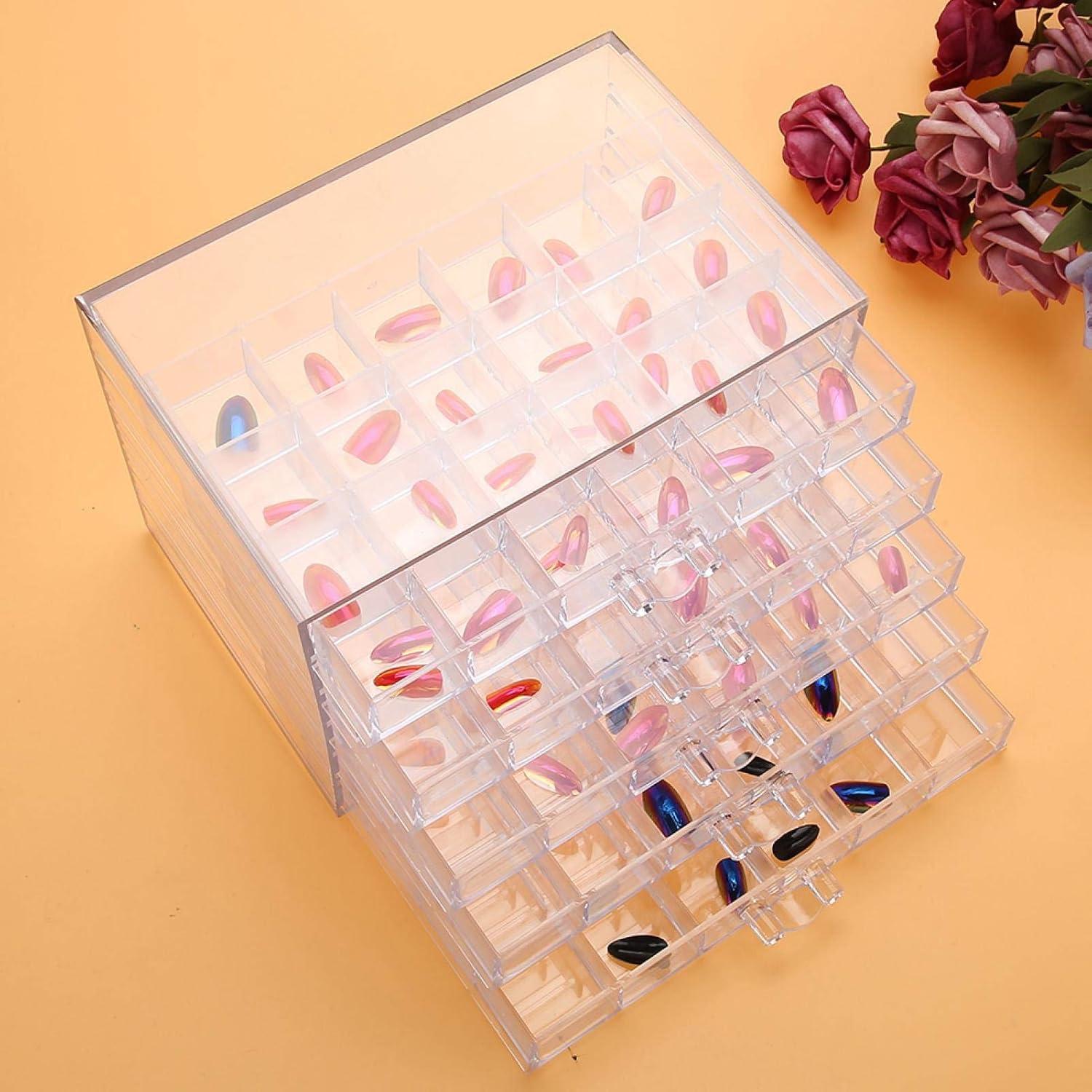 120 Grids Nail Transparent Storage Box - 5-Layer Heavy Duty Drawer for ...