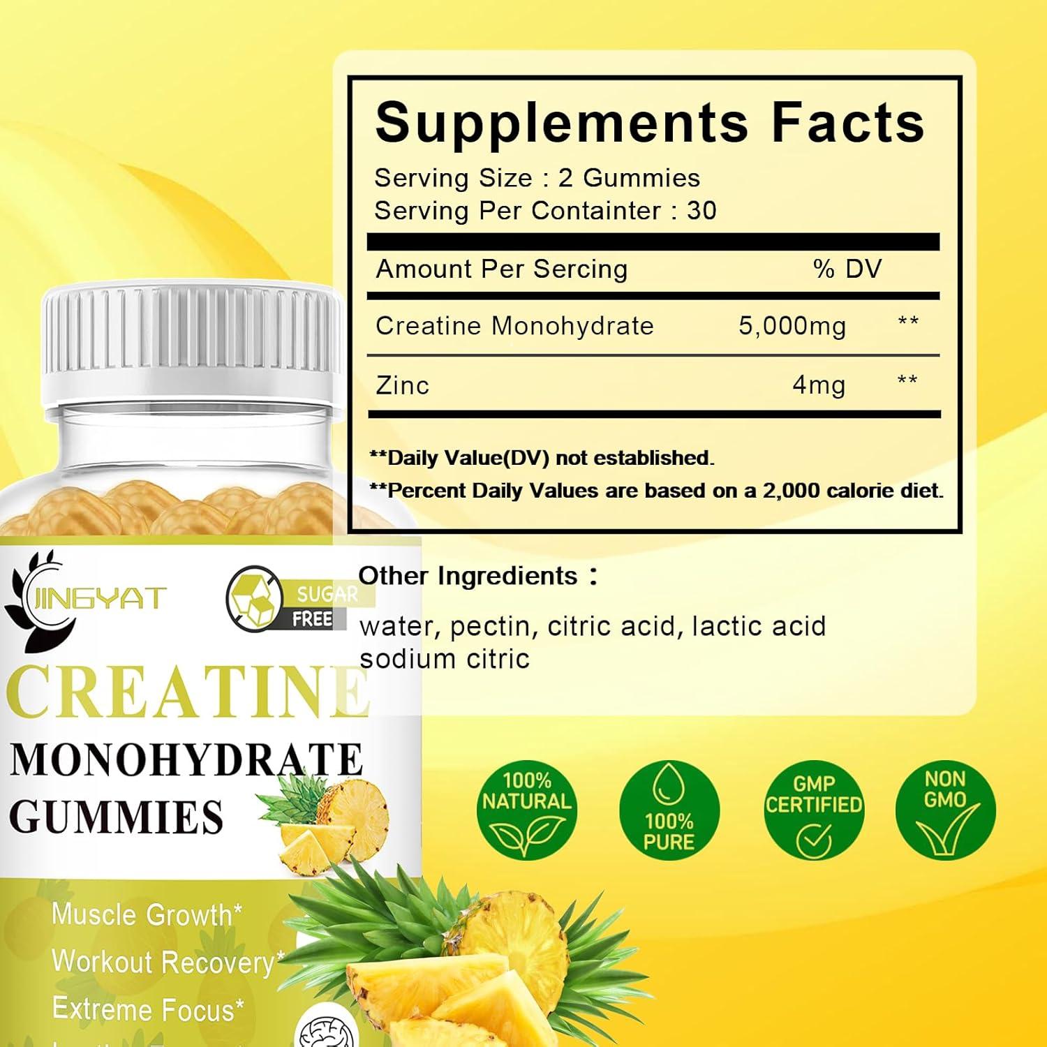 Buy Sugar-Free Creatine Gummies - 5g Chewable Creatine Monohydrate for ...