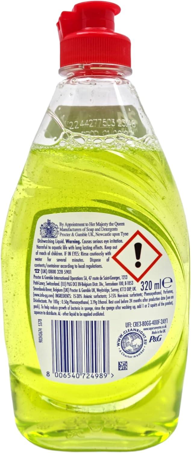 Fairy liquid Lime 10 x 320ml - Lime & Lemongrass Antibacterial Washing ...