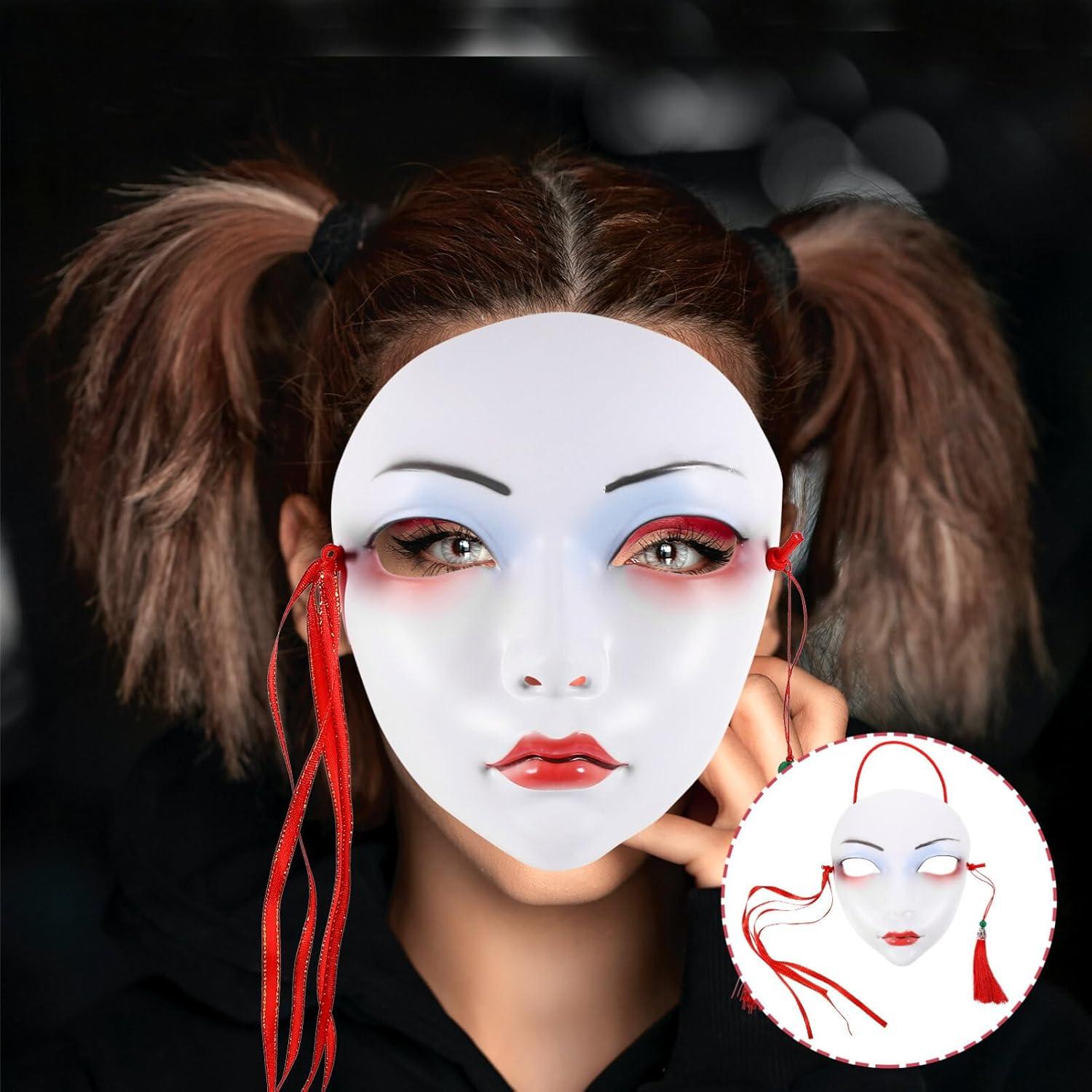 Holibanna Japanese Kabuki Mask - DIY White Torture Masquerade & Animal ...