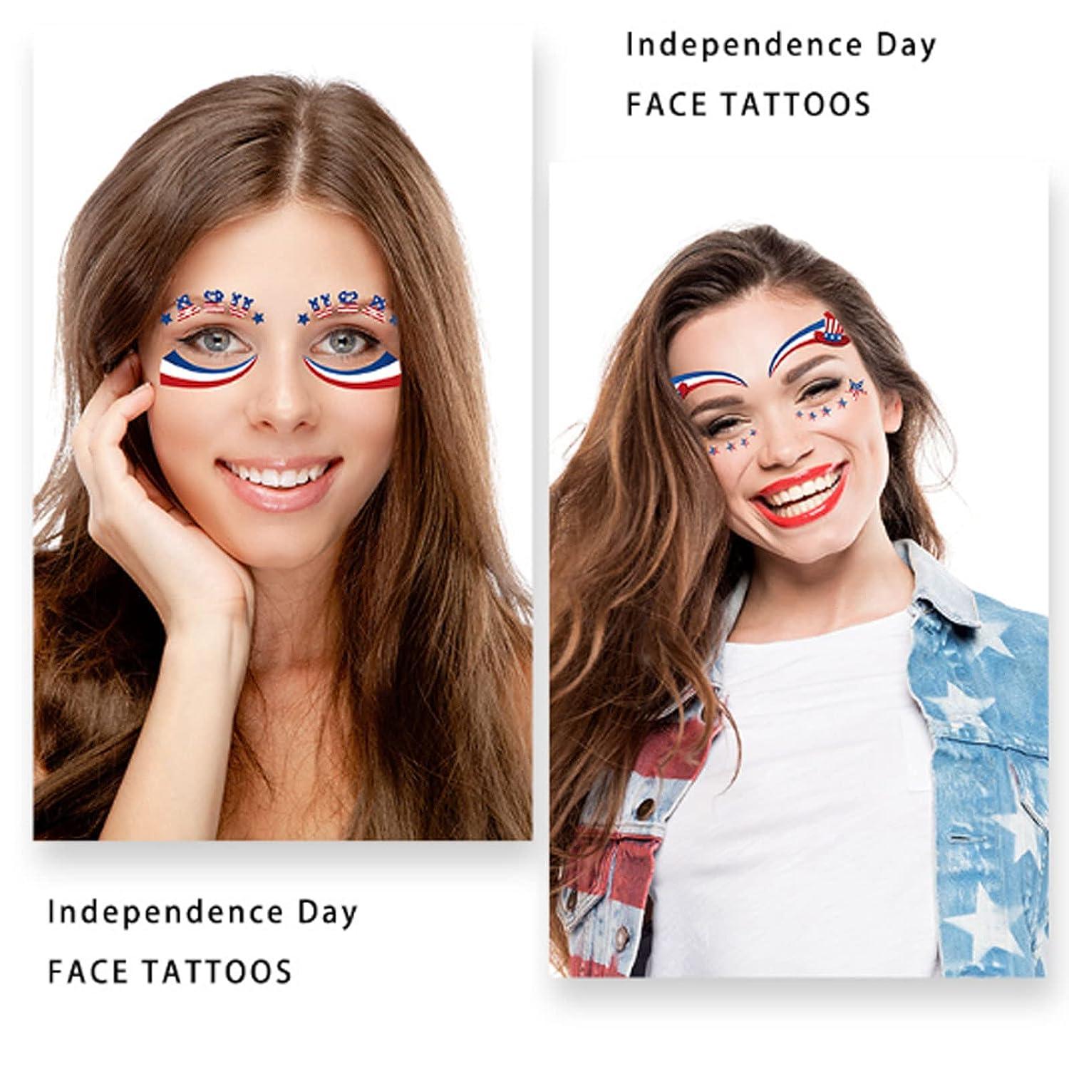 10 Sets USA Independence Day Waterproof Temporary Tattoos - Flag Star ...