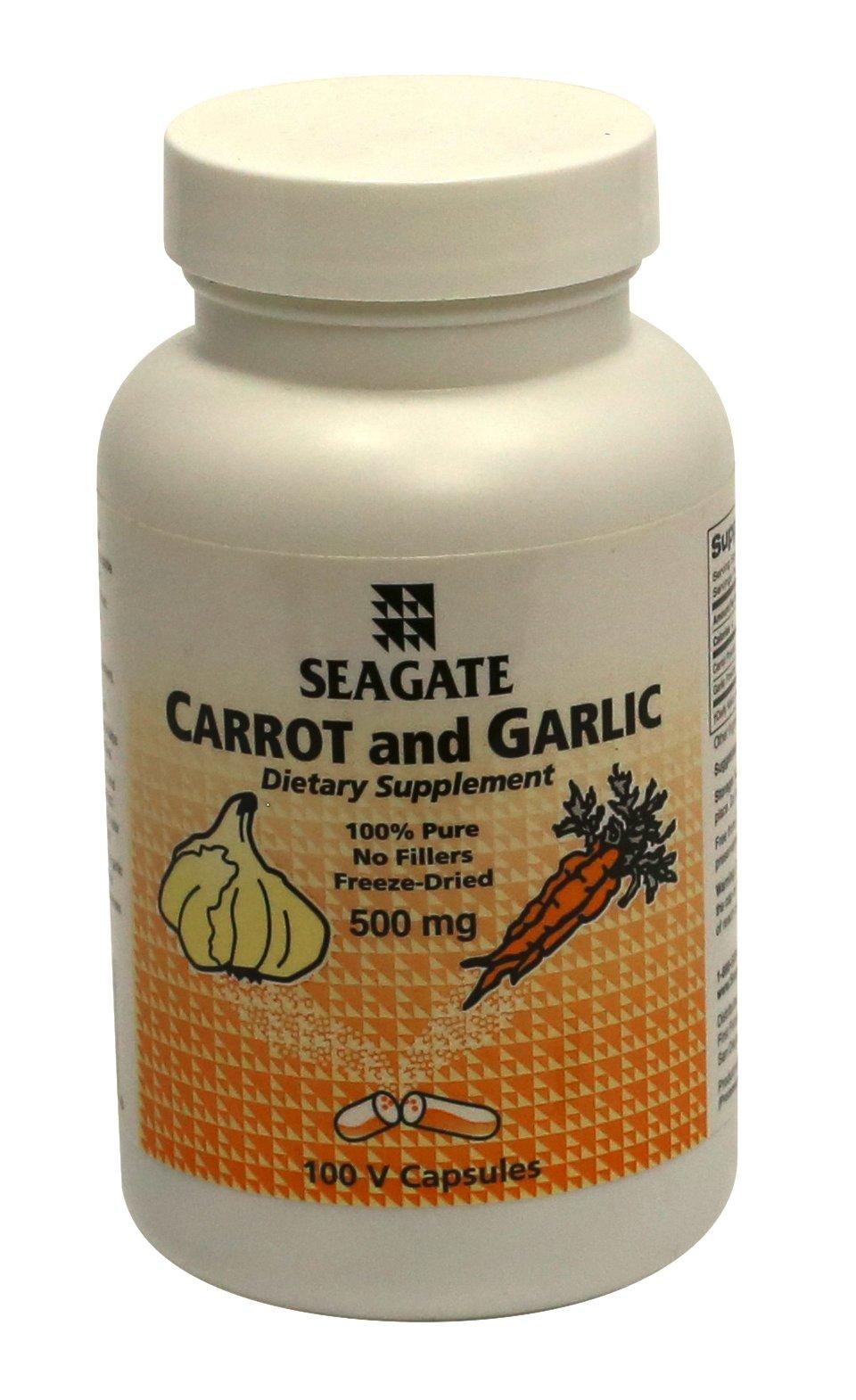 Seagate Carrot and Garlic 500mg Capsules - 100 Count Pack (1 Bottle ...