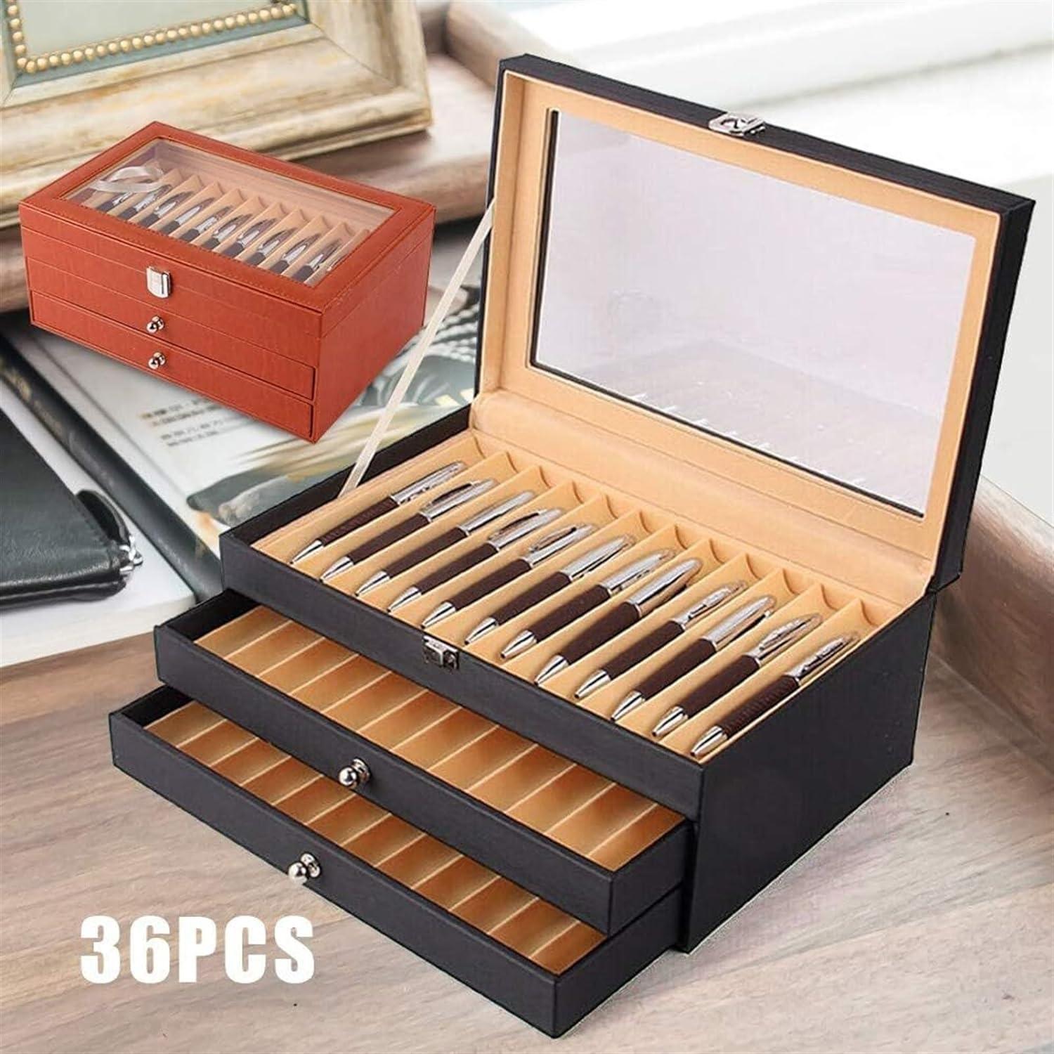 Pen Display case 3-Layer Fountain Pen Display Box 36 Slot Pen Storage ...