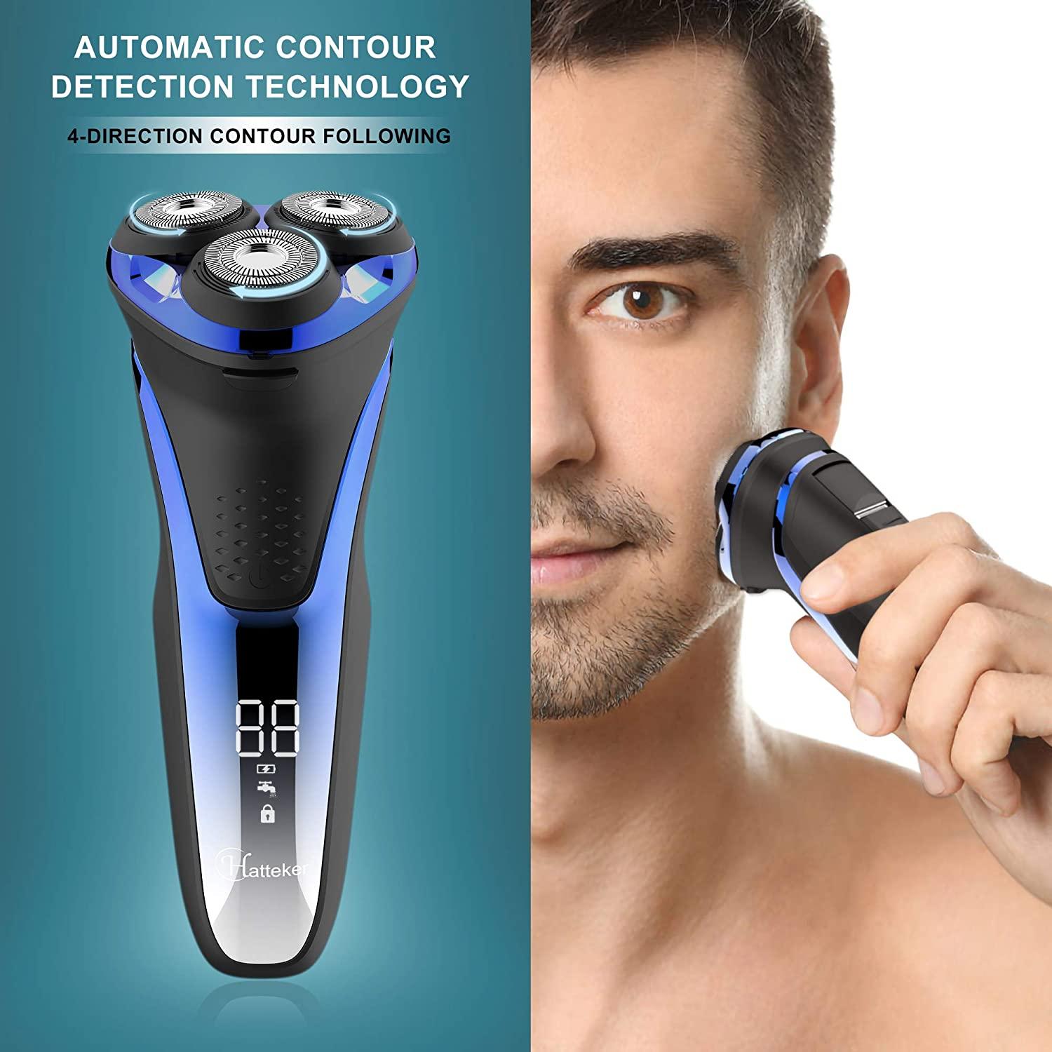 Hatteker Electric Shaver for Men - Cordless Rotary Razor with Pop-up ...