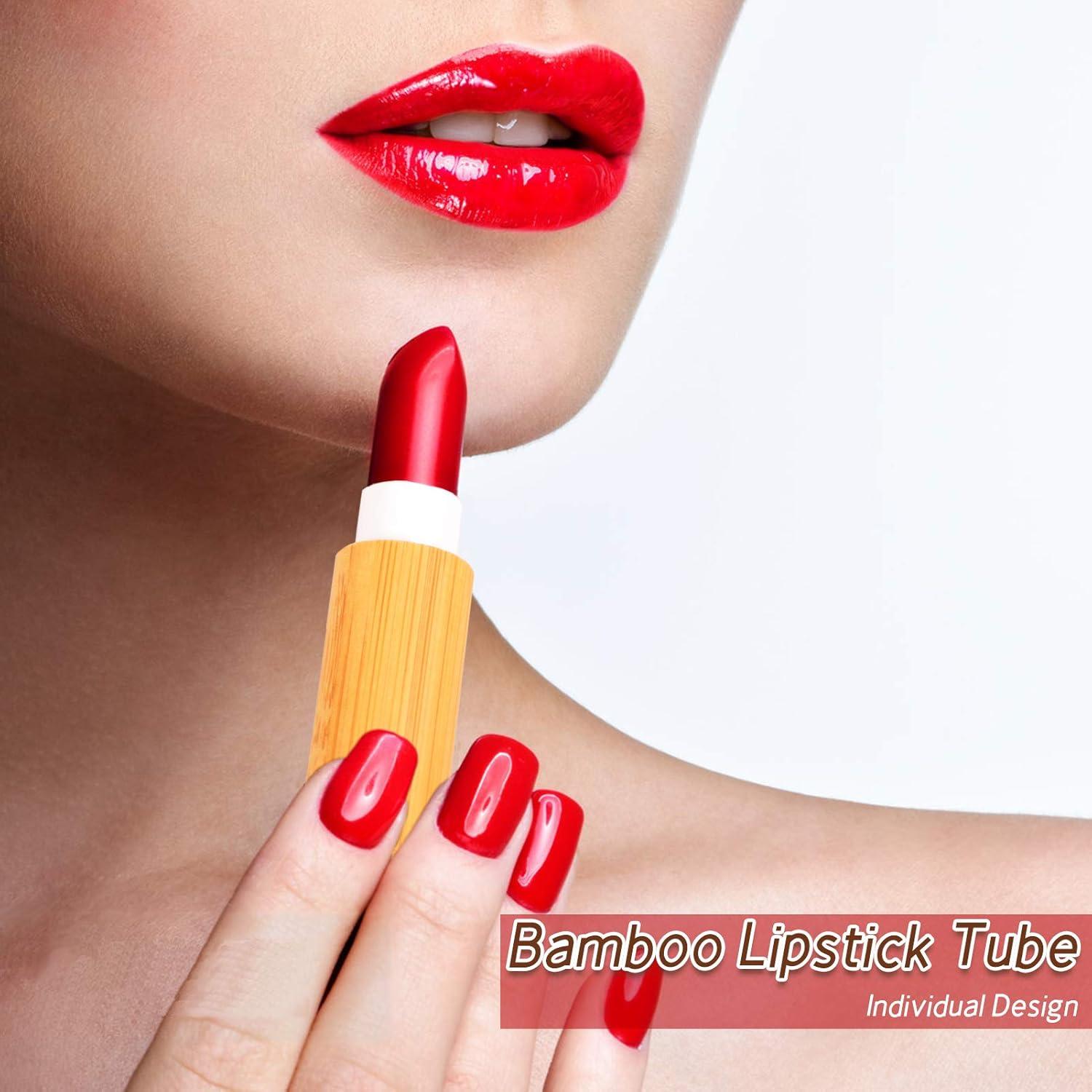 12 Pieces Refillable Lipstick Sleeves with Bamboo Shell | Merysan 5ml ...